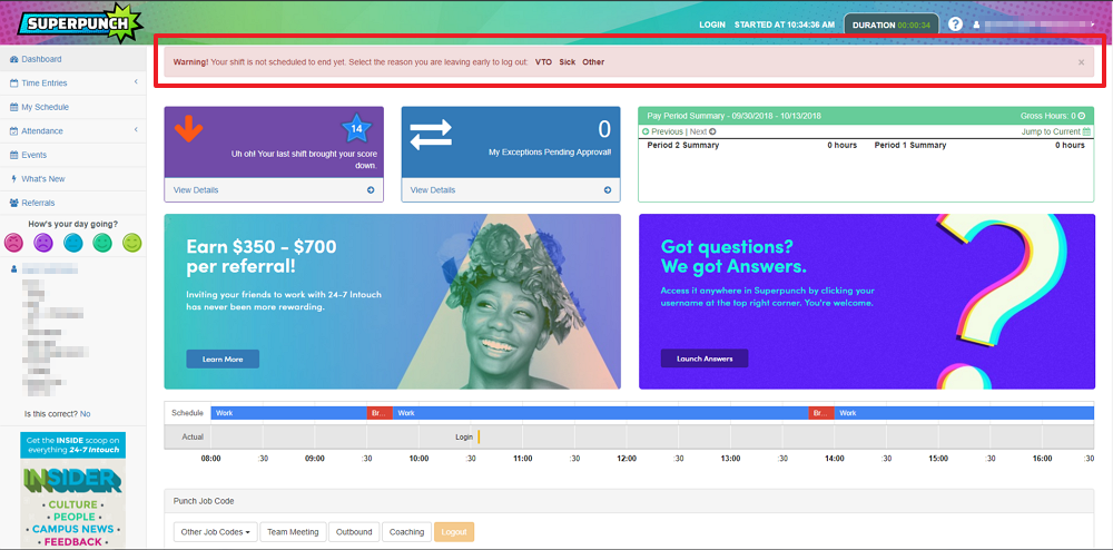 Early Logout Warning – 24-7 Intouch Help Center